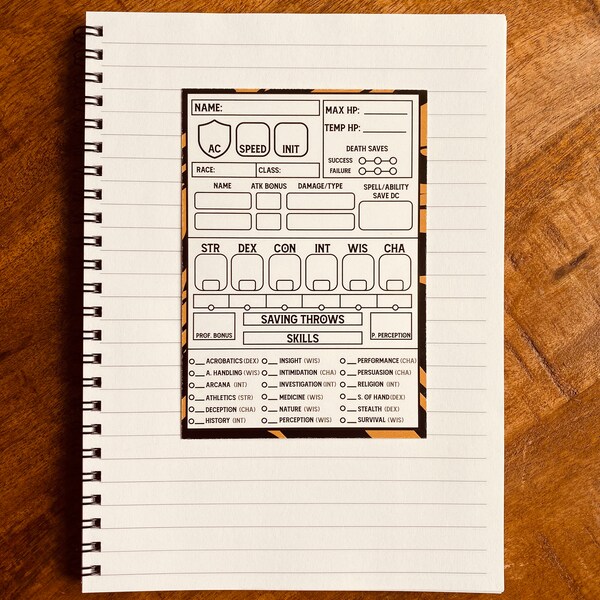 Mini Character Sheet - Etsy