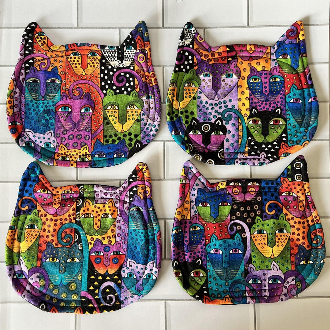 Cat Mug Rug, Handmade Cat Coaster, Cat Lover Mug Rug, Fabric Cat Lover ...