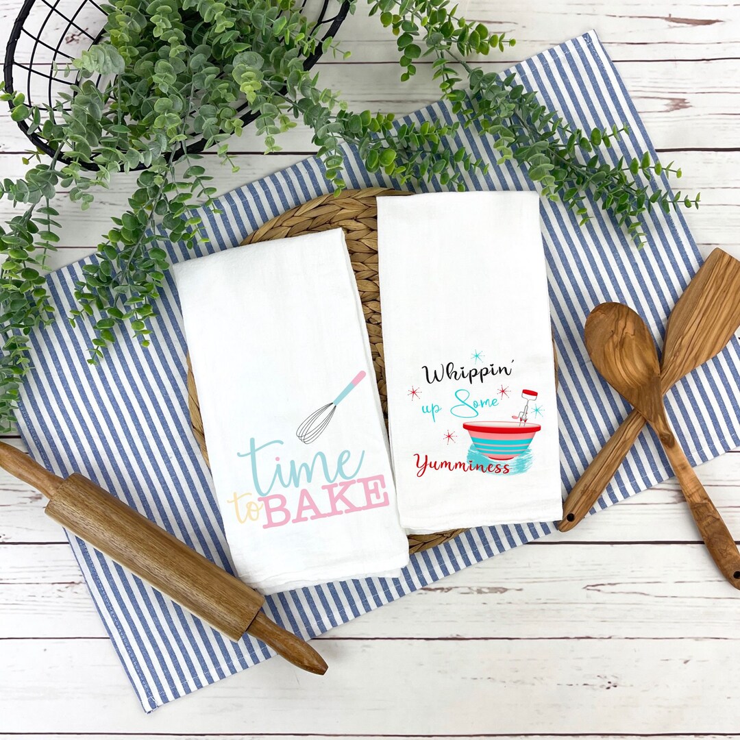 Retro Kitchen Towel Set, 70s Kitchen Towels, Whimsical Tea Towels ...