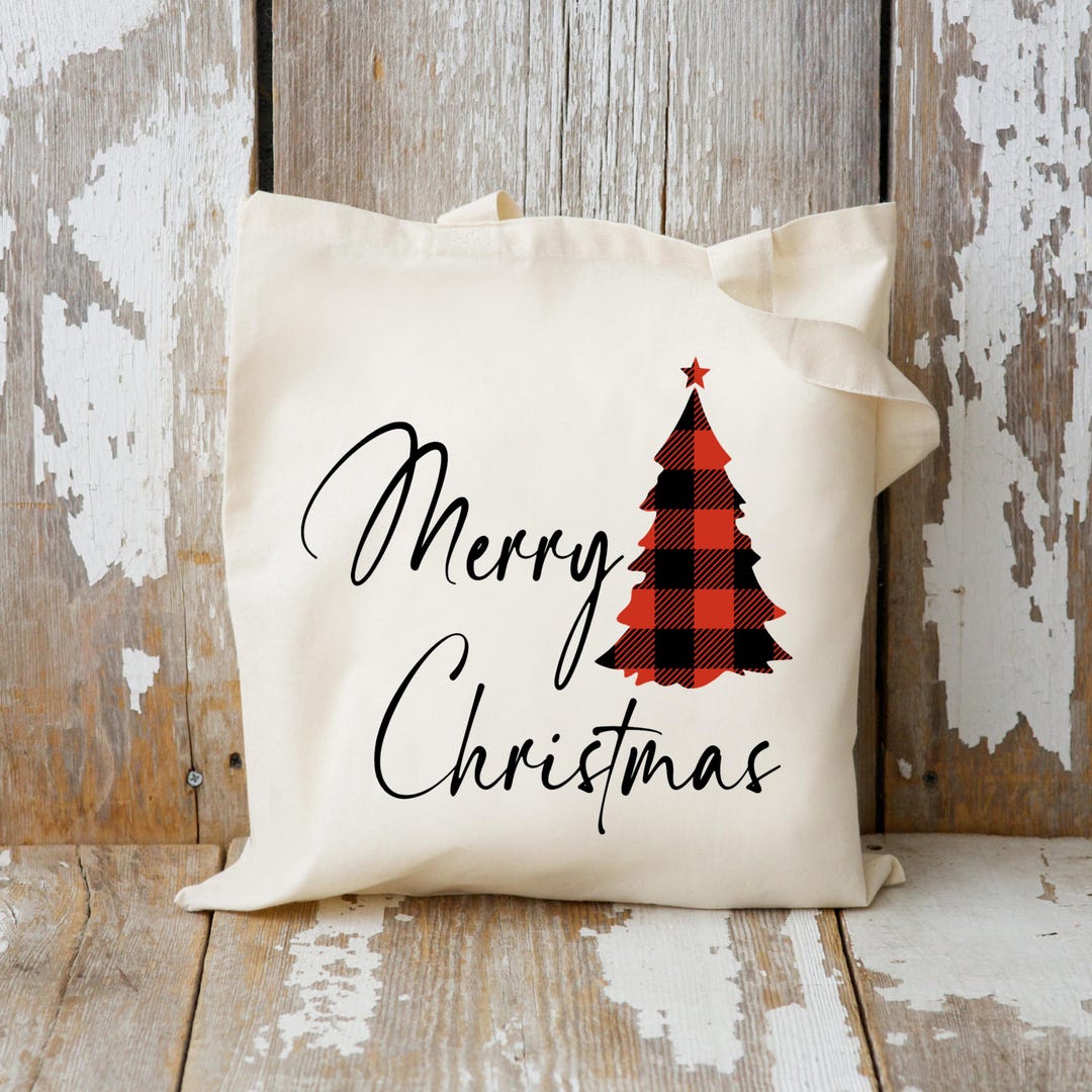 Merry Christmas Tote Bag, Colorful Cotton Canvas Design, Great for ...