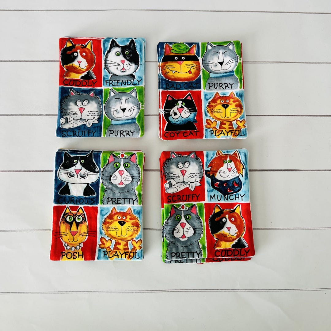 Cat Mug Rug, Handmade Cat Coaster, Fabric Cat Lover Mug Rug, Cat Lover ...