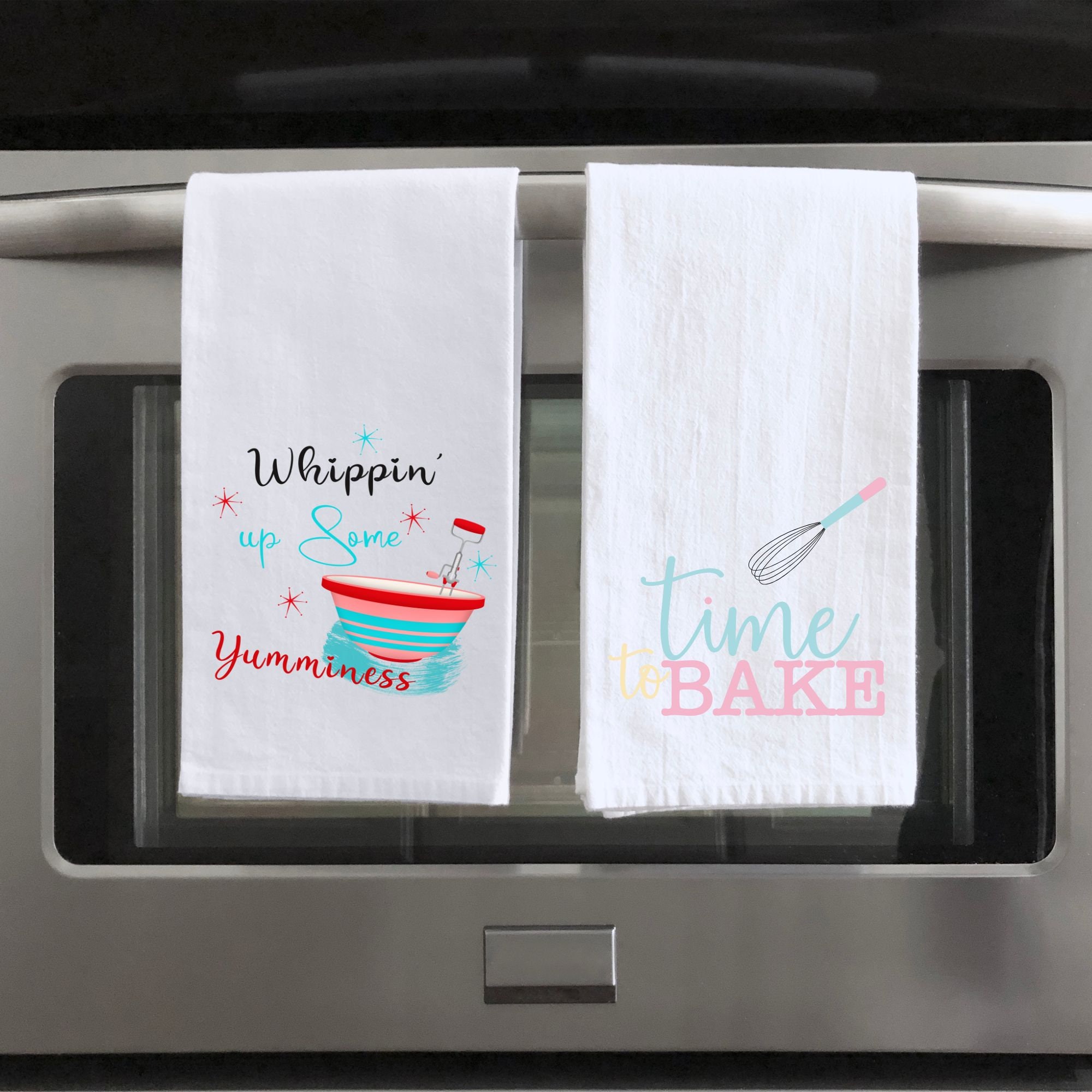Retro Kitchen Towel Set, 70s Kitchen Towels, Whimsical Tea Towels ...