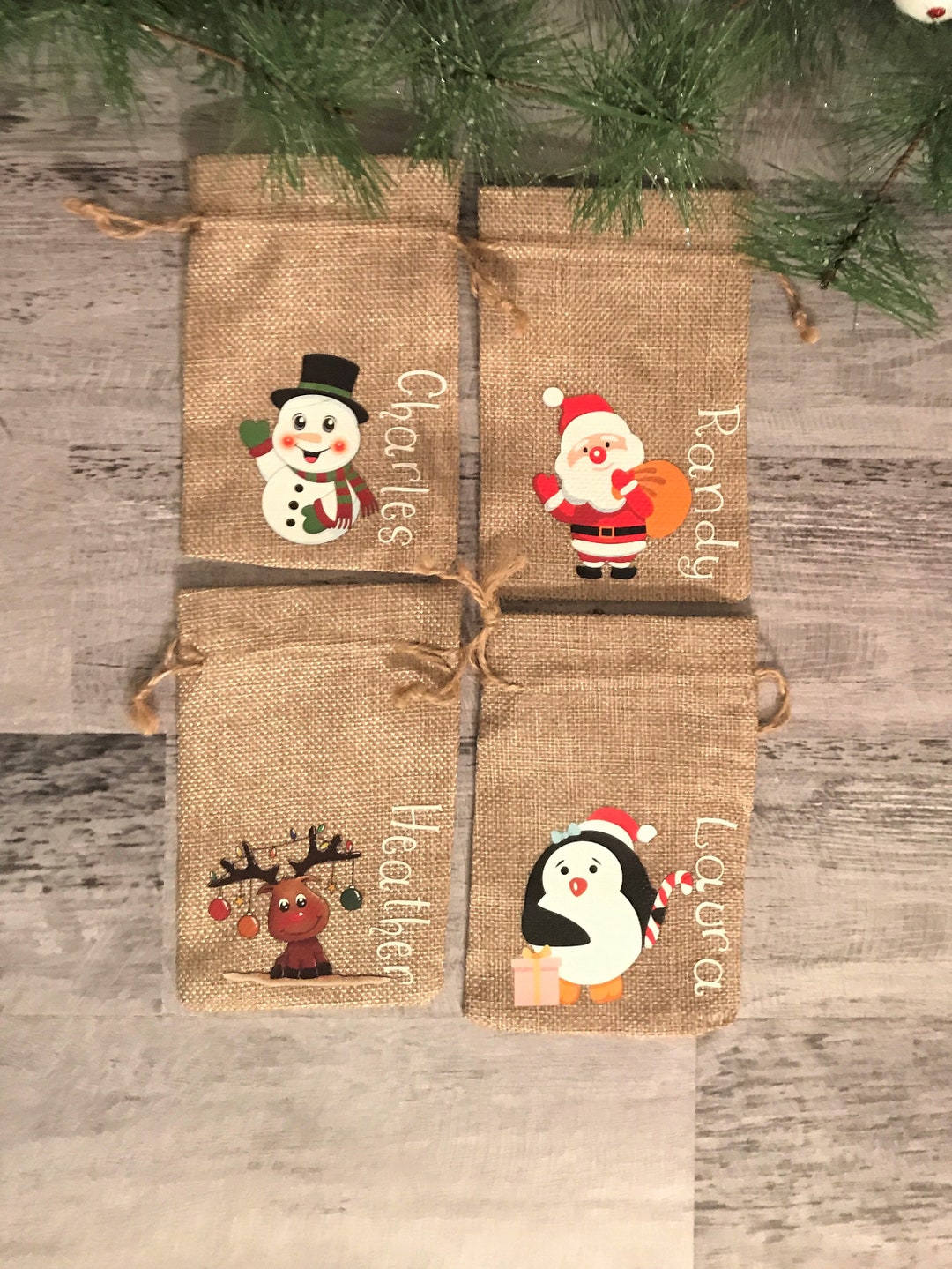 Burlap Bags With Drawstring, Christmas Party Favor Pouch, Xmas Treat ...