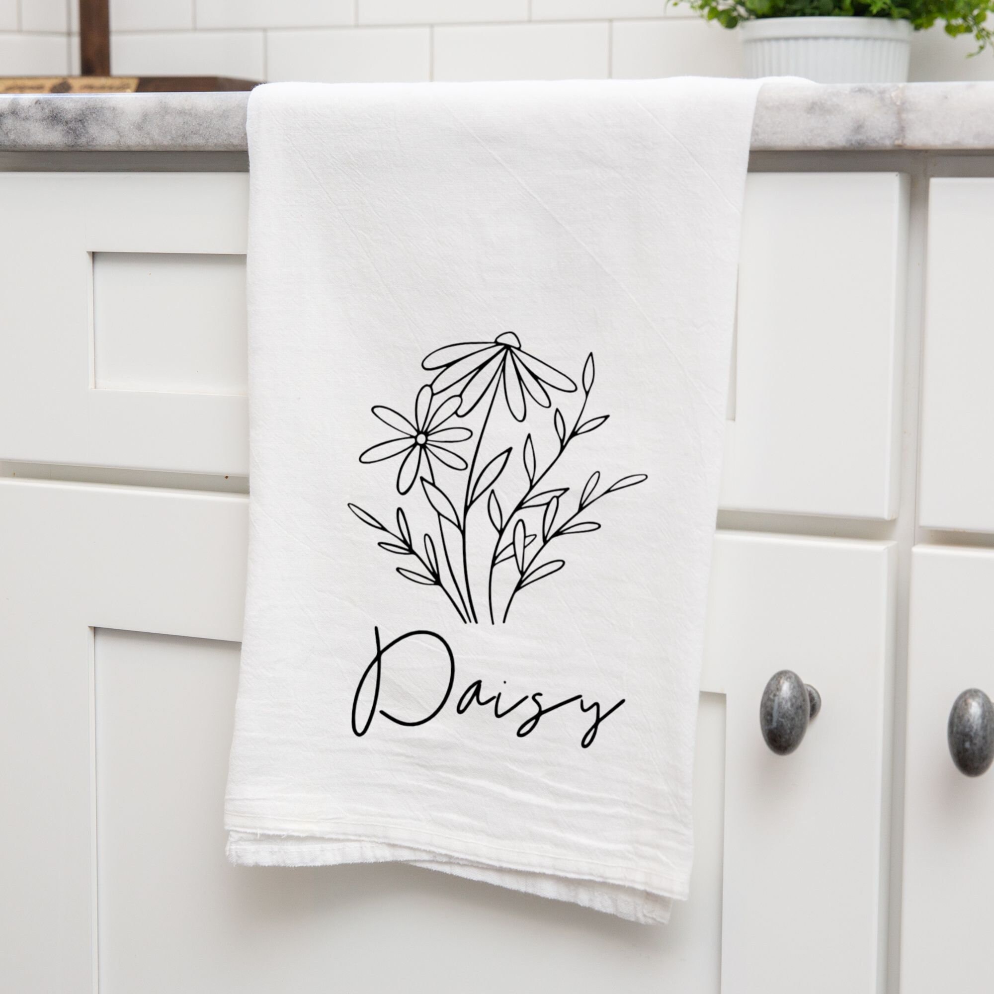 Daisy Kitchen Towel, Wildflower Kitchen Decor, Floral Tea Towel for ...