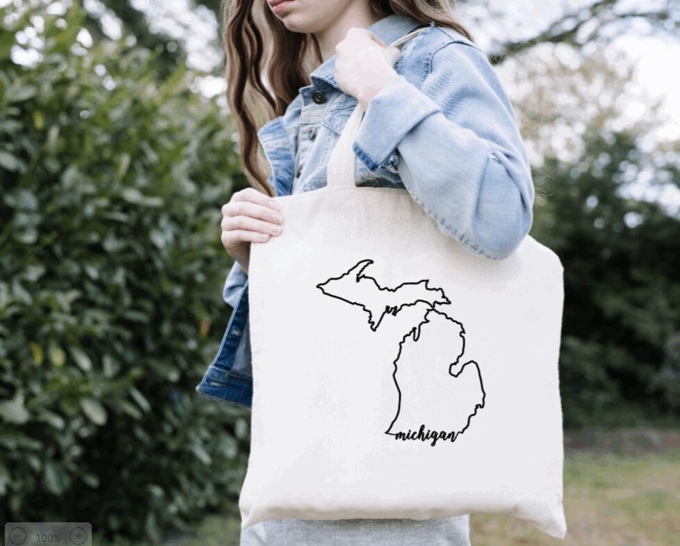 Michigan Tote Bag MI State Tote Bag State of Michigan Tote - Etsy
