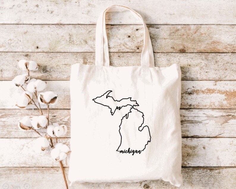 Michigan Tote Bag MI State Tote Bag State of Michigan Tote - Etsy
