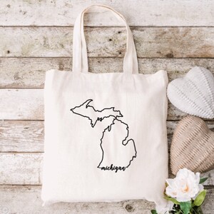 Michigan Tote Bag MI State Tote Bag State of Michigan Tote - Etsy