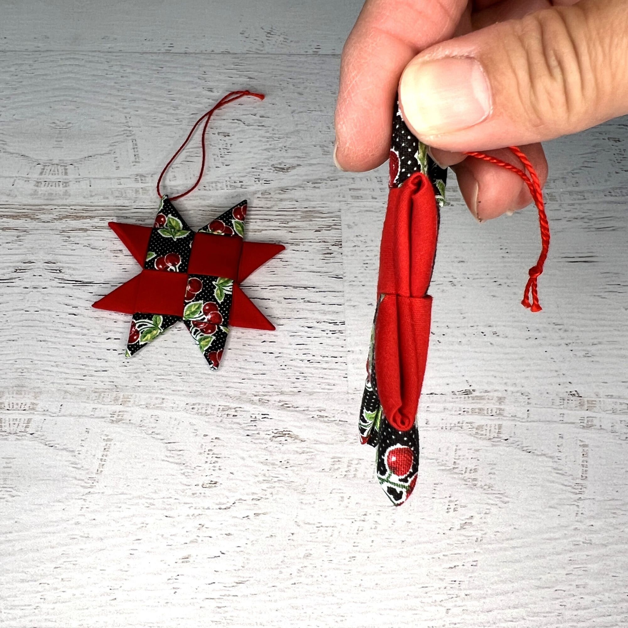 Cherry Hand Folded Fabric Star, Folded Star, Scandinavian Christmas ...