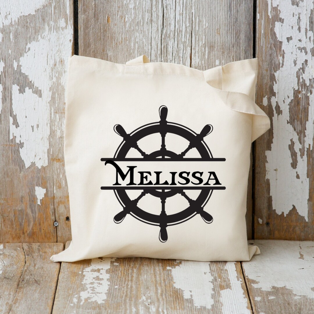 Personalized Nautical Tote Bag - Custom Beach Bag With Name, Reusable ...