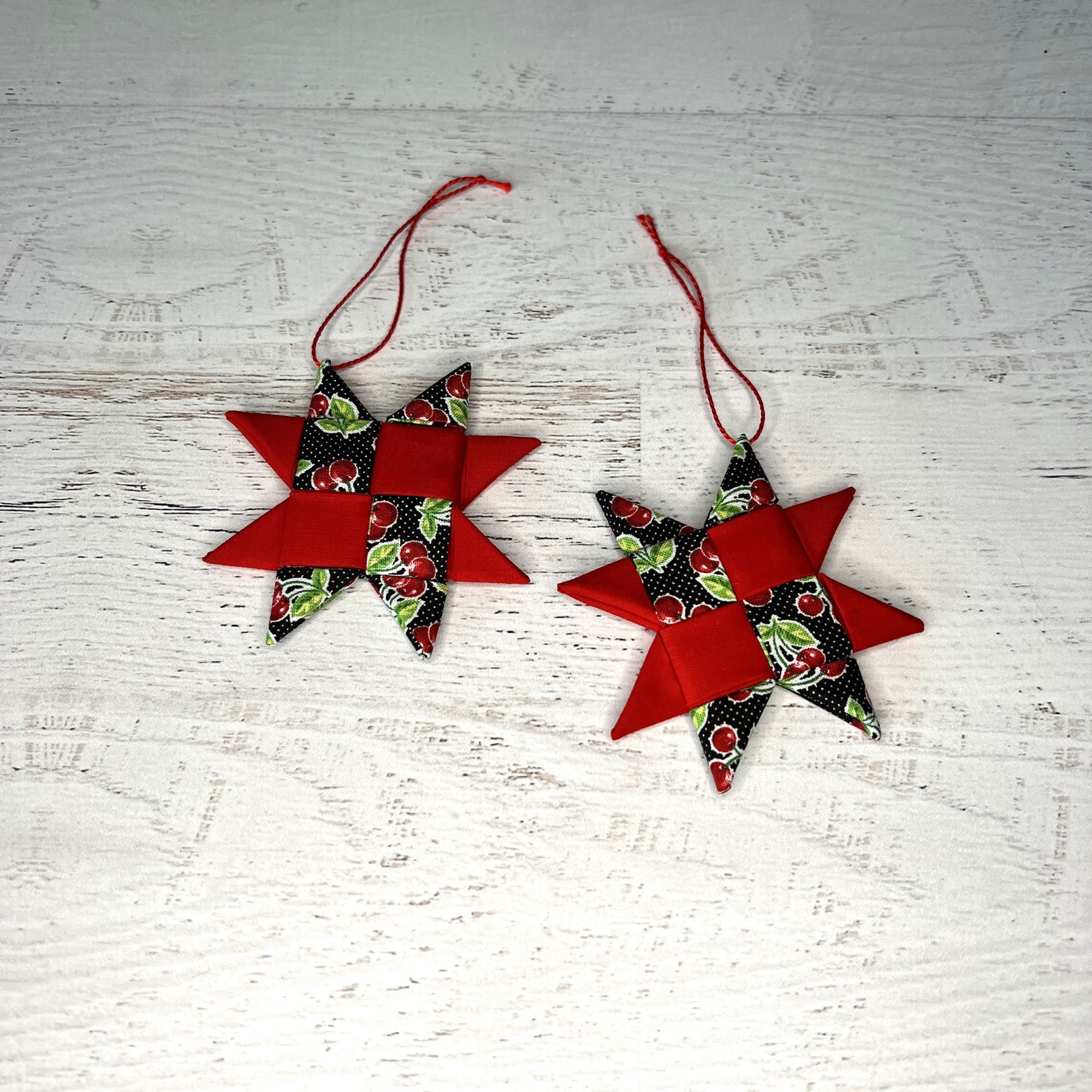 Cherry Hand Folded Fabric Star, Folded Star, Scandinavian Christmas ...