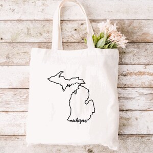Michigan Tote Bag MI State Tote Bag State of Michigan Tote - Etsy