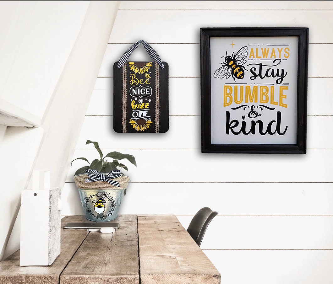 Gnome Bumble Bee Galvanized Bucket Choose Size Honey Bee Gnomes Buffalo ...