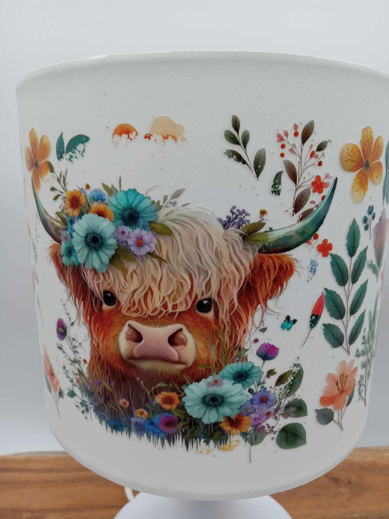 Highland Cow Plastic Table Lamp White or Black Spring Summer Fall ...