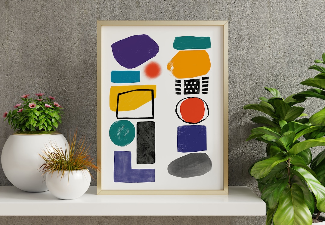 Colorful Bold Abstract Shape Totem Printed on Epson Hot Press Bright ...