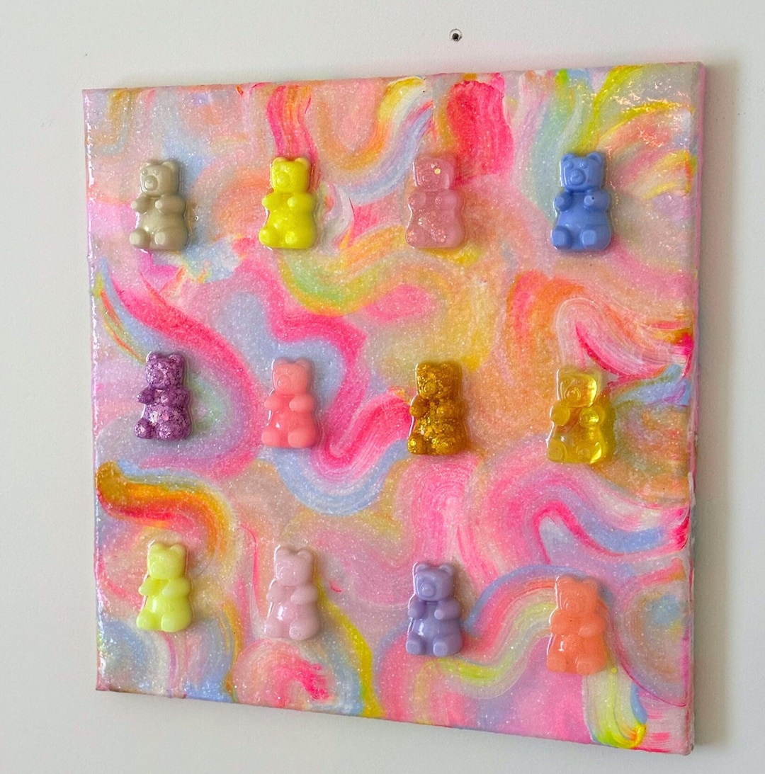 Gummy Bear Dance Pastel Swirl Gummy Bear Resin Painting 3D - Etsy