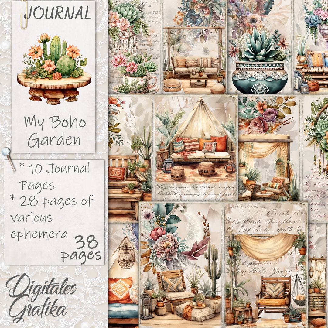 Boho Garden Junk Journal Kit: Printable Ephemera (digital Download) - Etsy