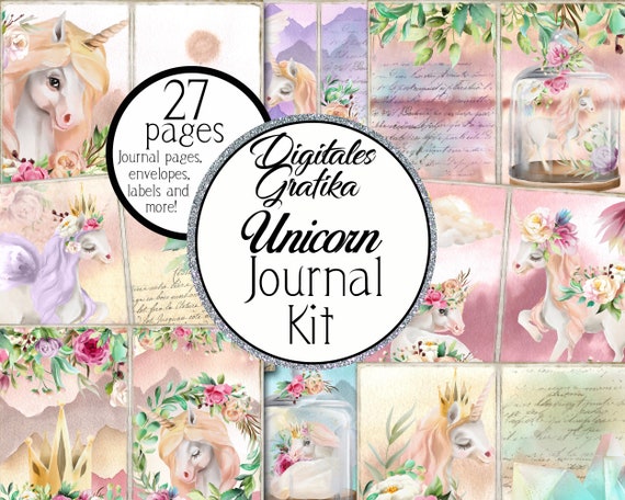 UNICORN JOURNAL KIT Mythical Journal Pages Envelopes - Etsy