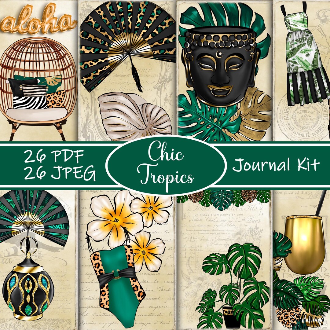 Chic Tropics Junk Journal Kit: Printable Ephemera (PDF/JPEG) - Etsy