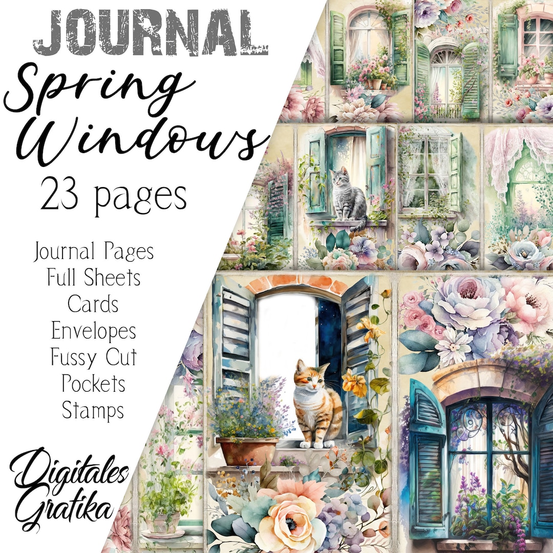 SPRING WINDOWS JOURNAL Kit, Spring Flower Pages, Envelopes, Flowers ...