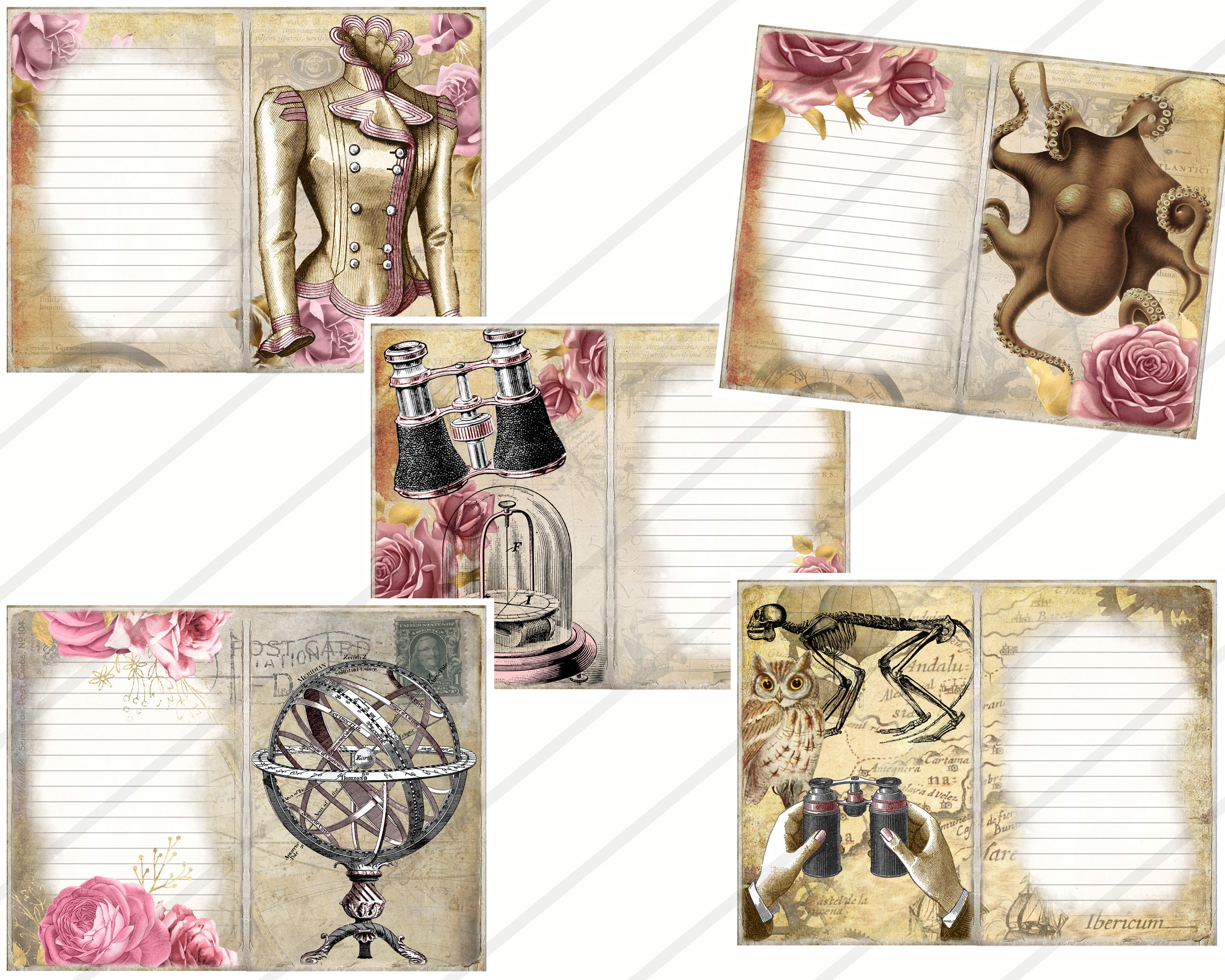 STEAMPUNK JOURNAL KIT Steampunk Pages Envelopes Pink - Etsy