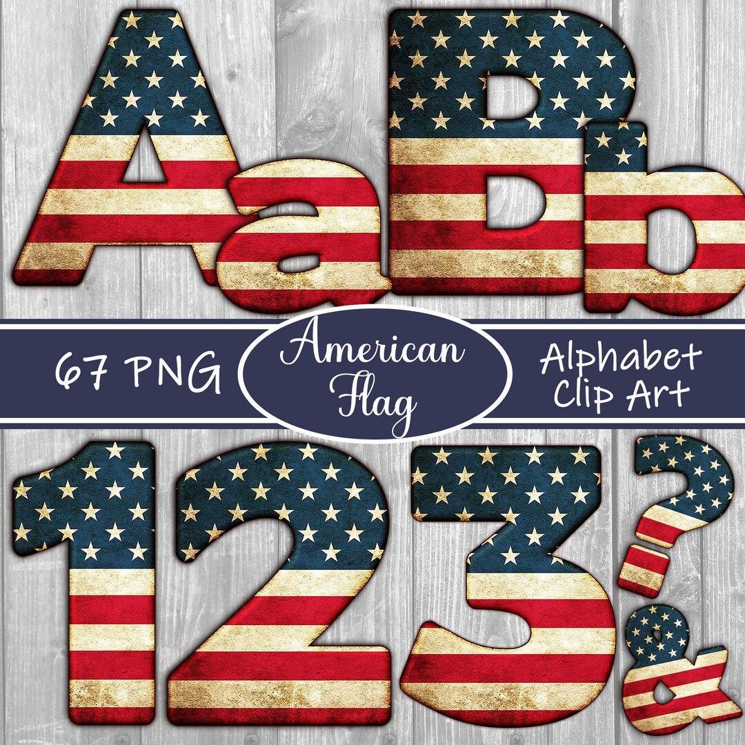 American Flag Alphabet Clip Art, Instant Download, Printable Alphabet ...