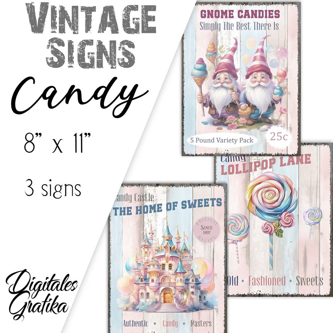 VINTAGE CANDY SIGNS Sweets Sign Poster Wall Art Flowers - Etsy