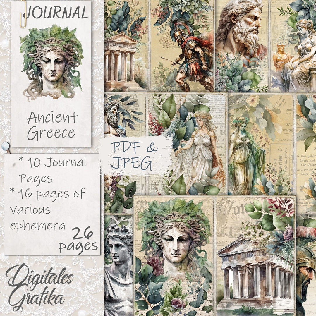 Ancient Greece Junk Journal Kit, Greek Journal, Statues, Flowers ...