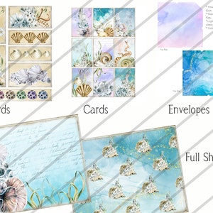 SERENE OCEAN JOURNAL Kit, Pages, Envelopes, Marine Paper, Paper ...