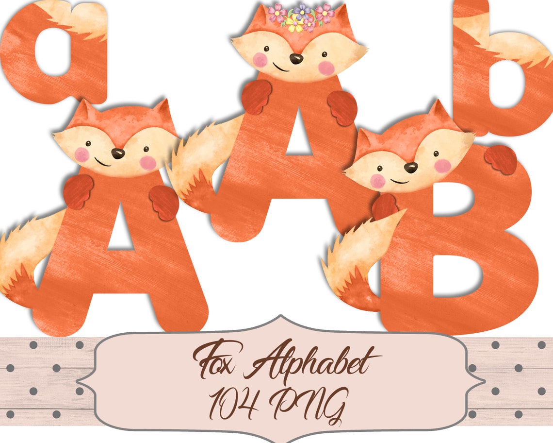 FOX ALPHABET CLIPART Cute Animal Alphabet Animal Letters | Etsy
