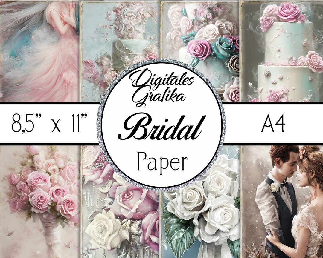BRIDAL PAPER PACK | Wedding Scrapbook Paper | Vintage Paper | Download ...