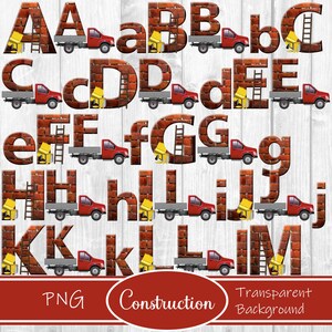 Construction Brick Alphabet Clip Art: PNG Letters & Numbers (digital ...