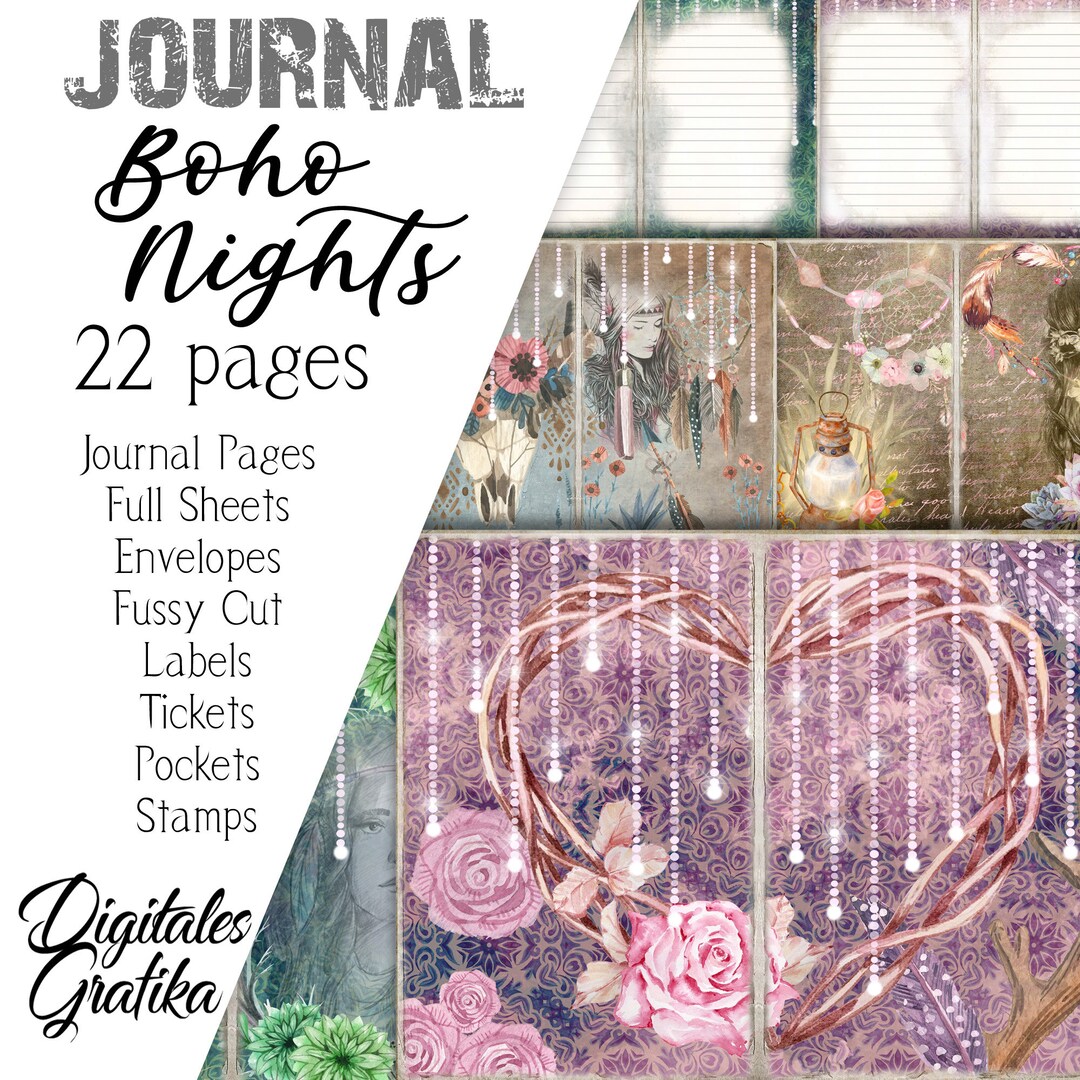 BOHO NIGHTS DIGITAL Journal Kit Bohemian Gypsy Pages - Etsy