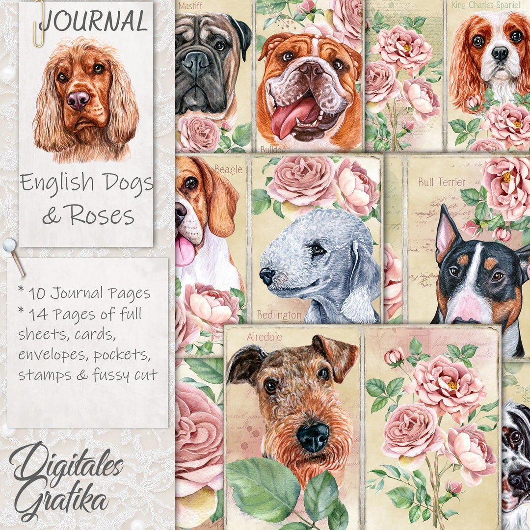 Dogs and Roses Journal Kit: Printable Ephemera (digital Download) - Etsy
