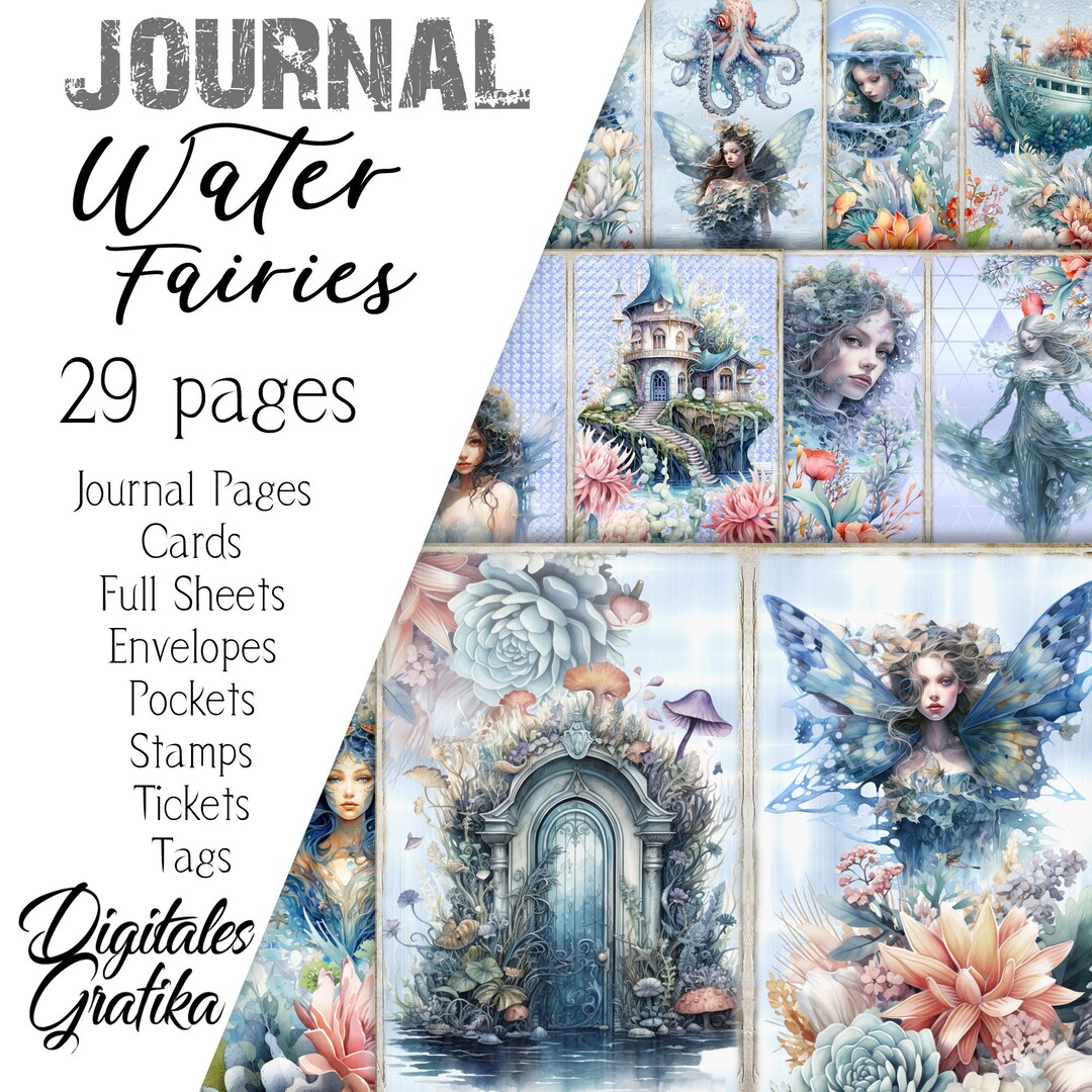 WATER FAIRIES JOURNAL Kit, Fairy Junk Journal, Journal Pages, Full ...