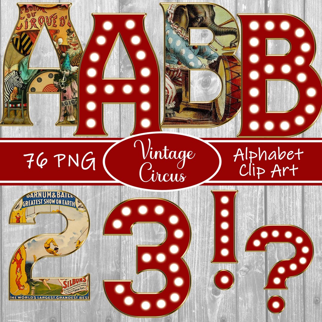 Vintage Circus Alphabet Clip Art, Instant Download, Printable Alphabet ...