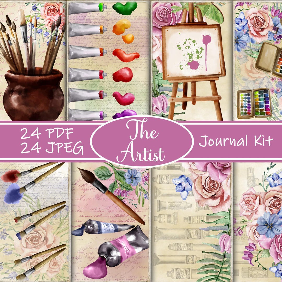 The Artist Junk Journal Kit Printable, Creative Art Ephemera, Painter ...
