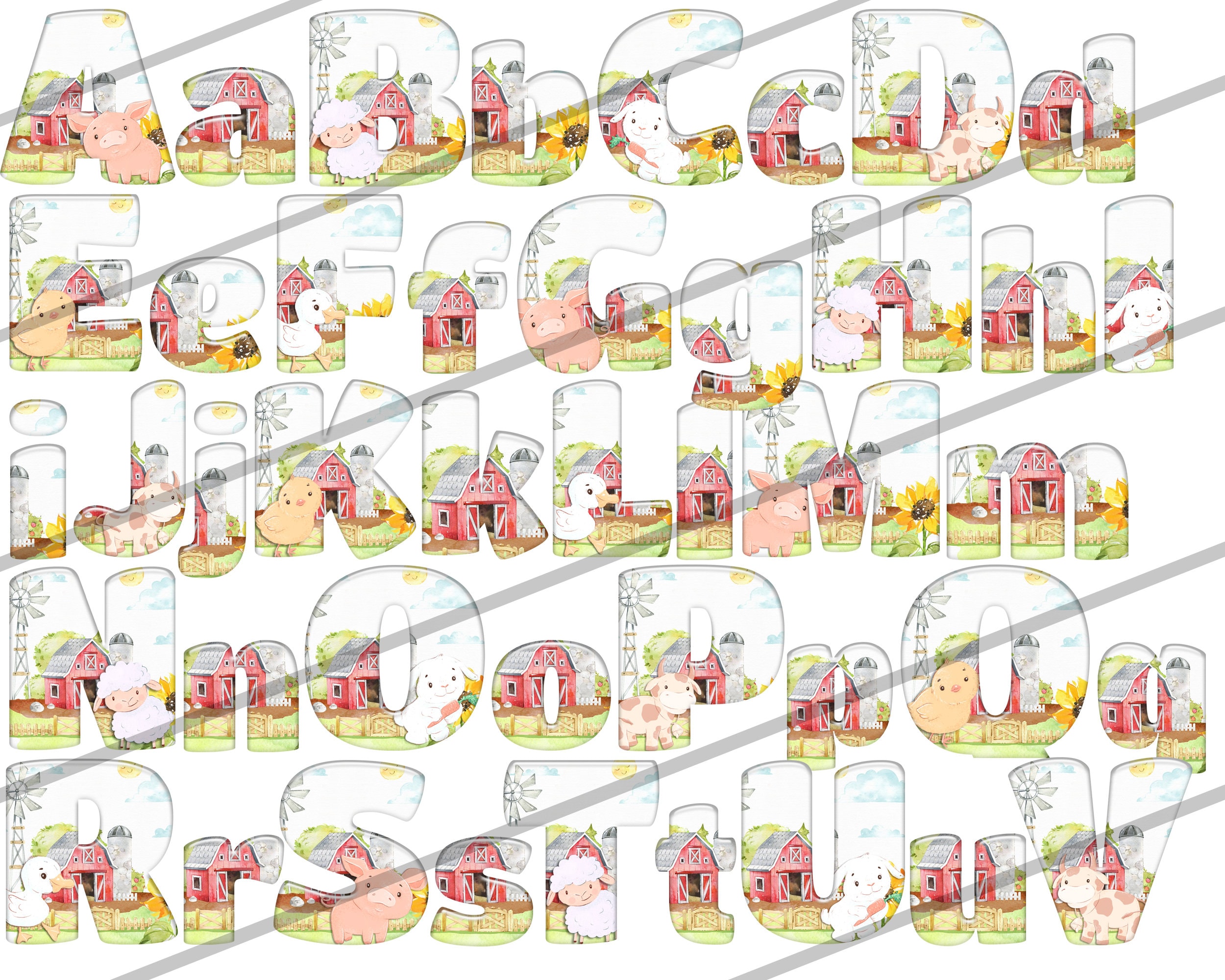 FARM Alphabet Clip Art Instant Download Printable Alphabet | Etsy