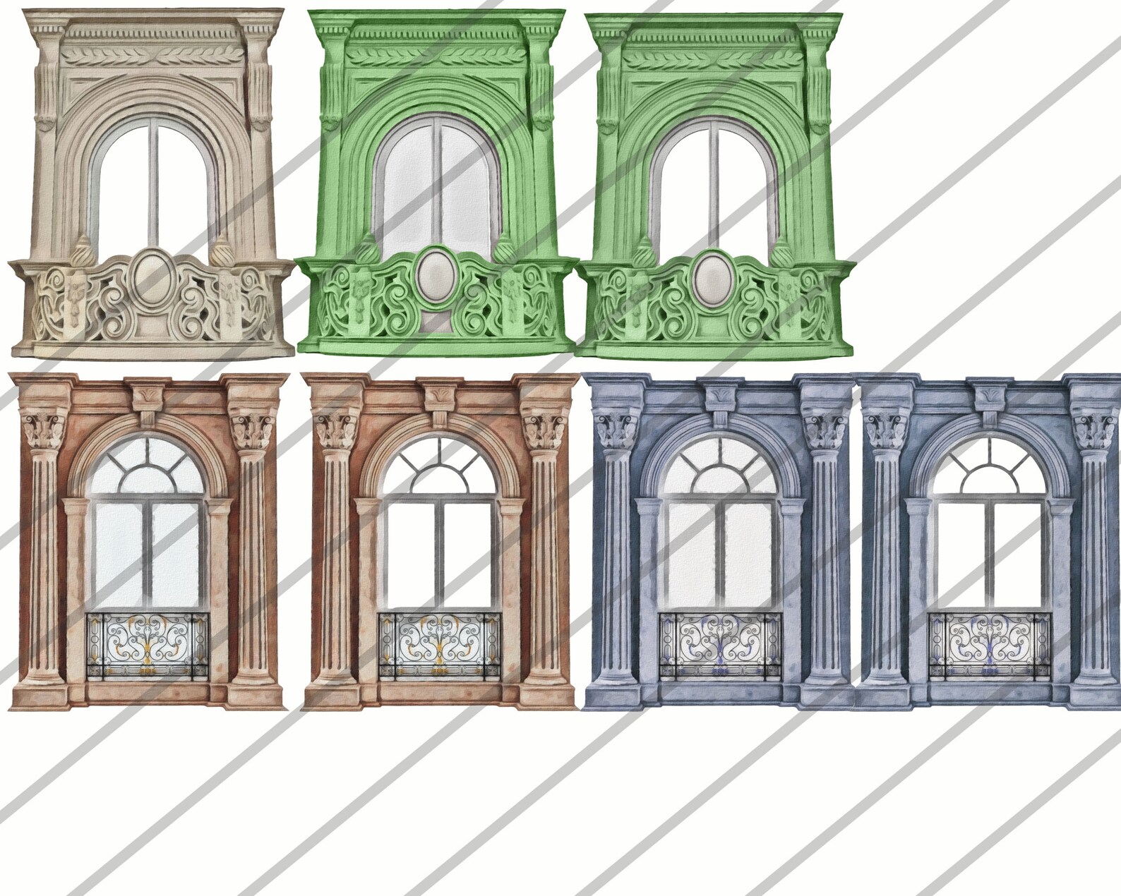 WATERCOLOR WINDOWS CLIPART Window Clip Art Home Clip Art - Etsy