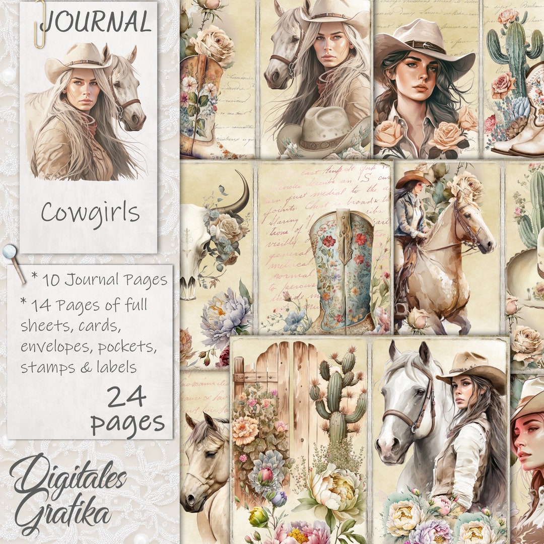 Cowgirl Junk Journal Kit, Western Pages, Cowboy, Pages, Wild West ...