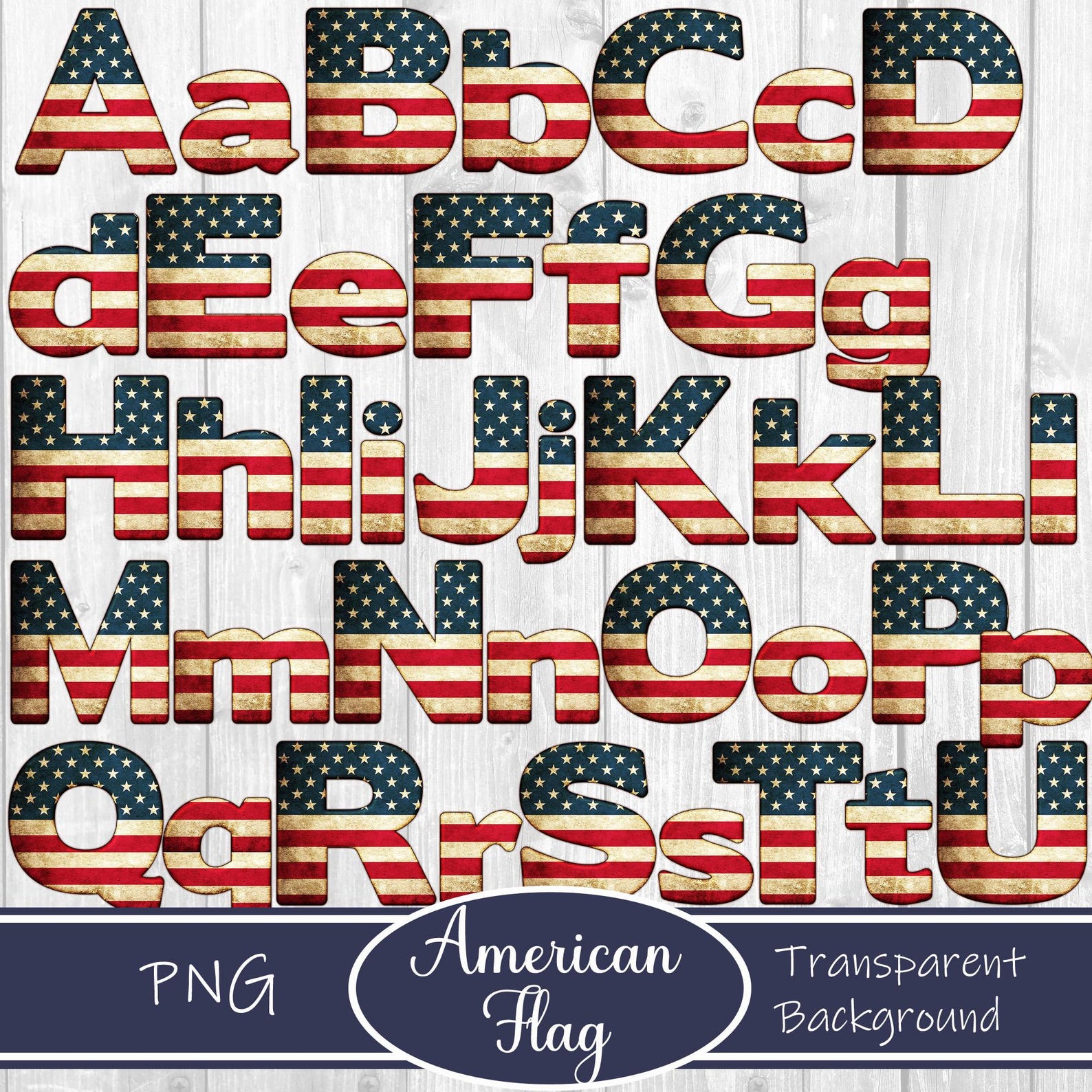 American Flag Alphabet Clip Art: 4th of July Letters (digital Download ...