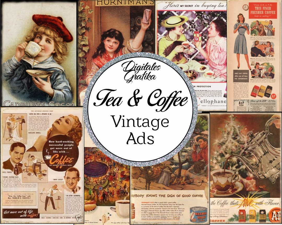 Vintage Tea Coffee Ads Ephemera Cards: Junk Journal Printable (digital ...