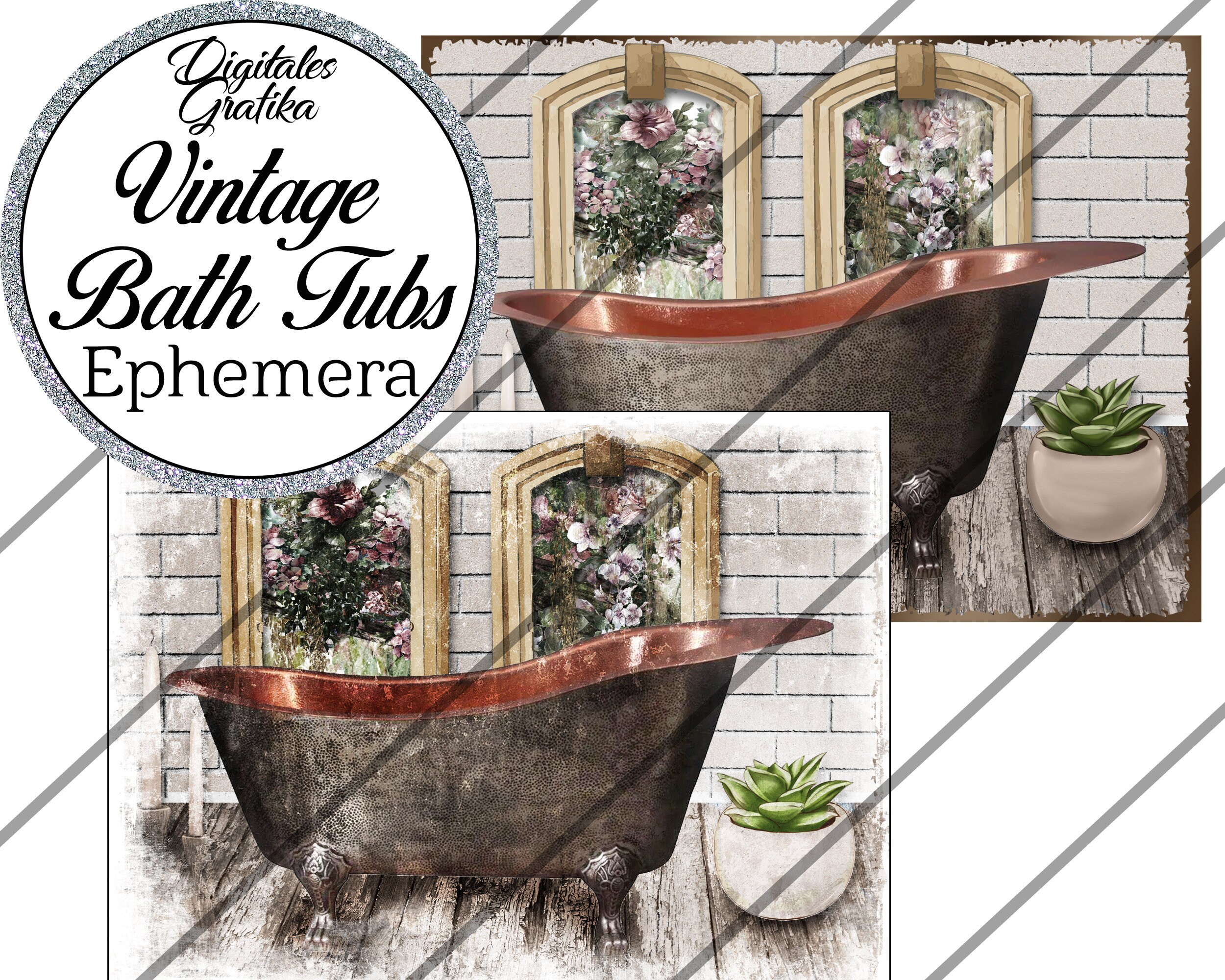 VINTAGE BATH TUB Ephemera Cards Journal Ephemera Printable - Etsy