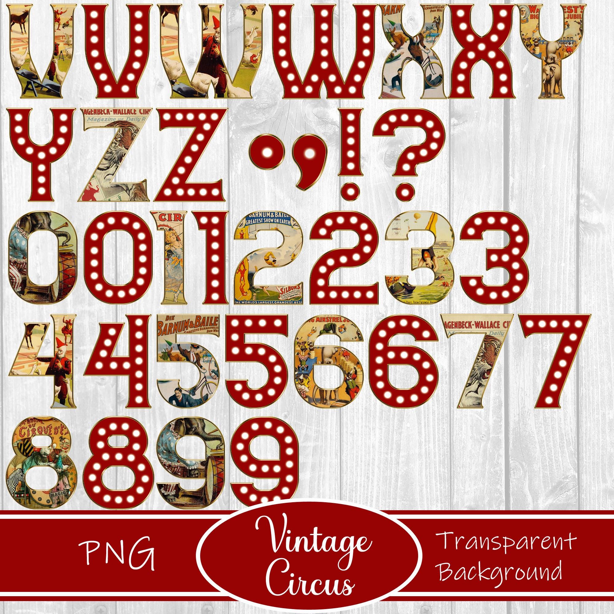 Vintage Circus Alphabet Clip Art: Printable PNG Letters (instant ...