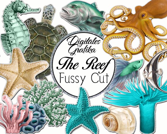 Printable Coral Reef Fussy Cut Images Digital Ocean | Etsy