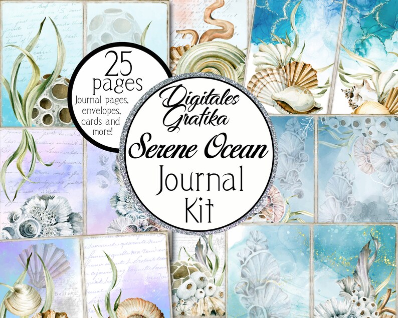 SERENE OCEAN JOURNAL Kit Pages Envelopes Marine Paper - Etsy