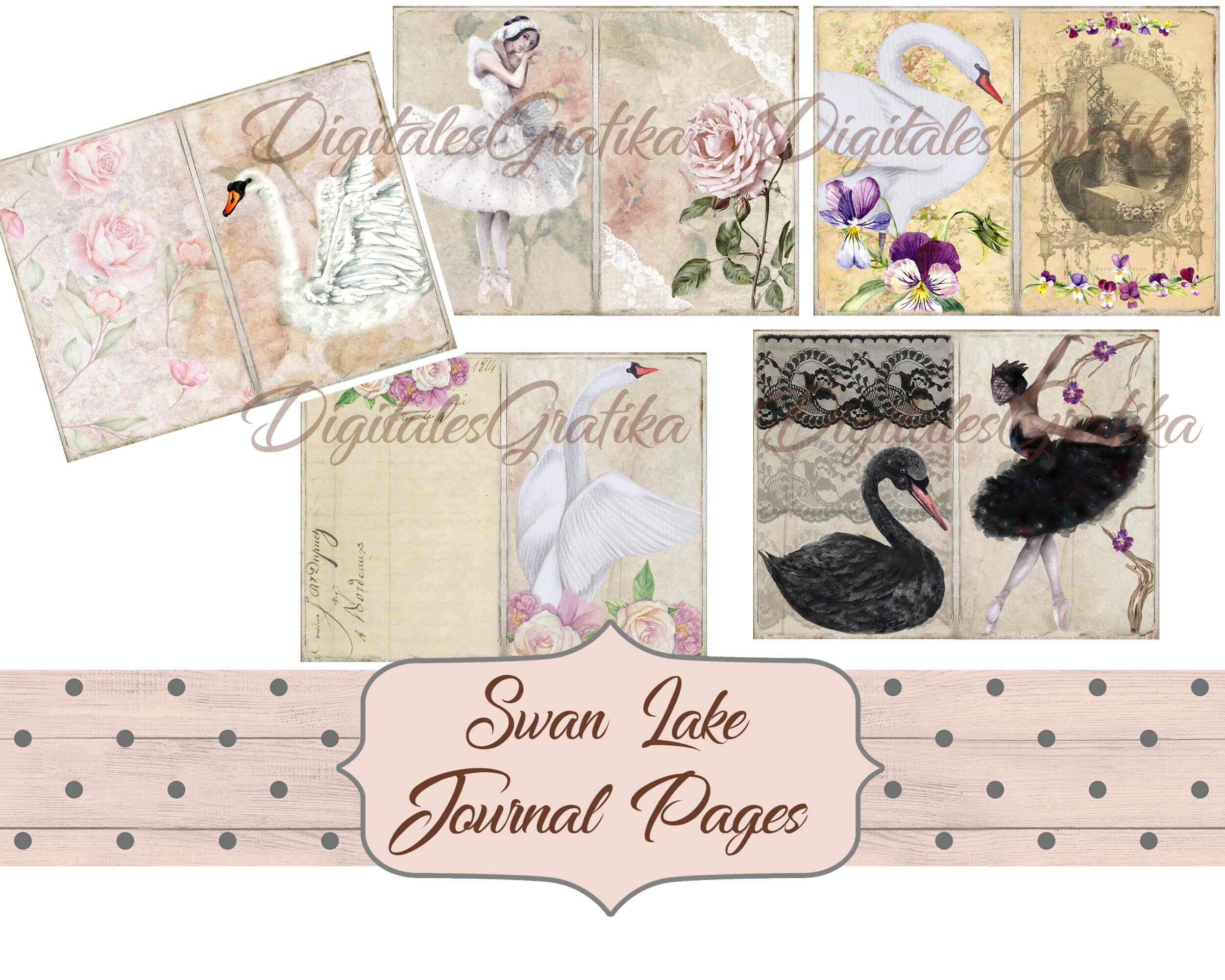 SWAN LAKE JOURNAL Pages Instant Download Printable Junk - Etsy