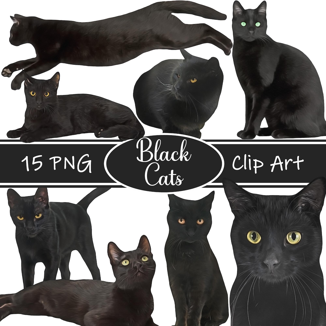 Black Cat Watercolor Clip Art, Cat Clip Art, Animal Clip Art ...