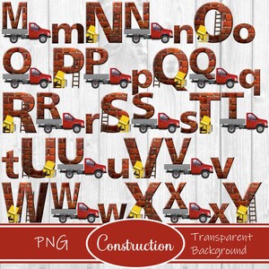 Construction Brick Alphabet Clip Art: PNG Letters & Numbers (digital ...