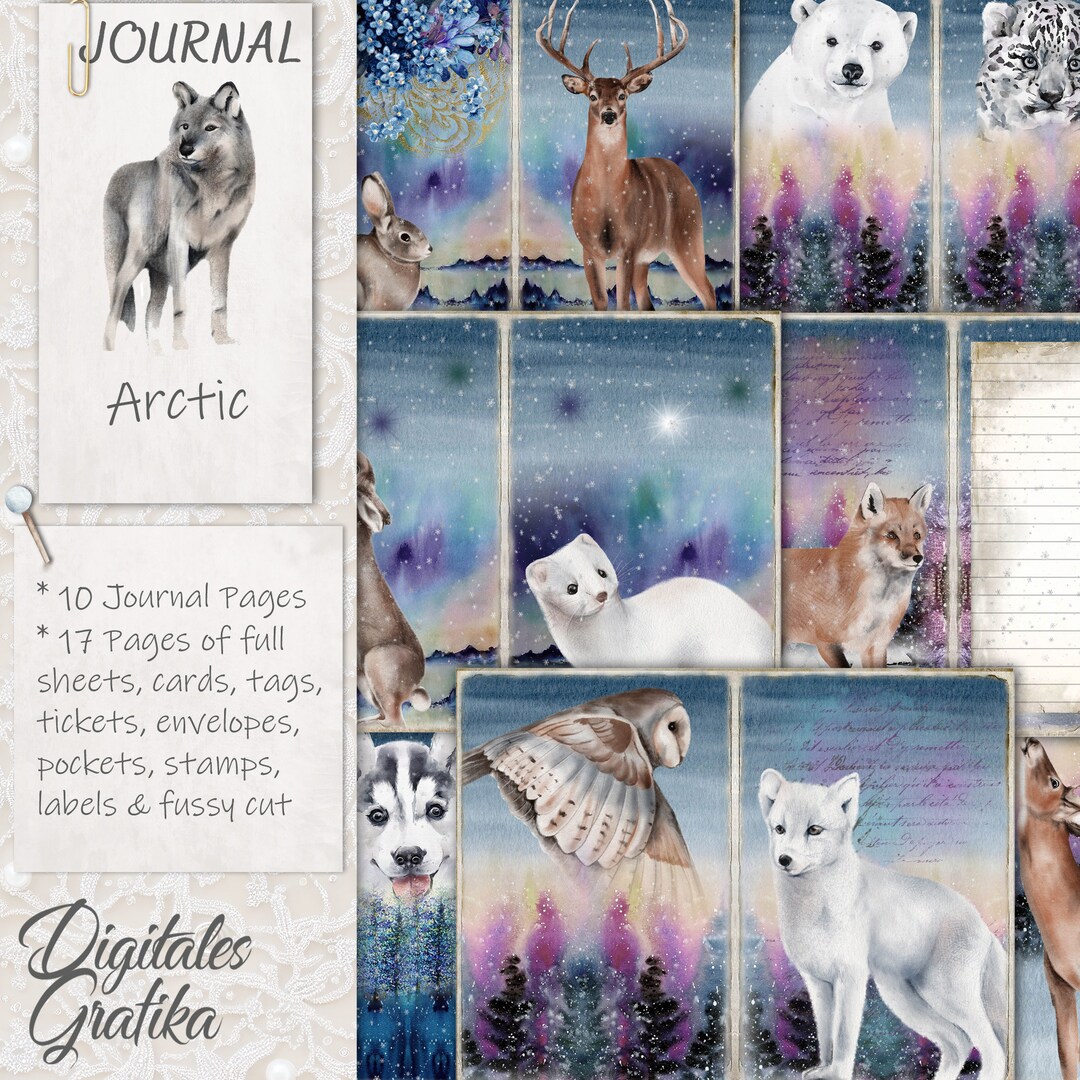 ARCTIC JOURNAL KIT Winter Journal Pages Envelopes Paper Download ...