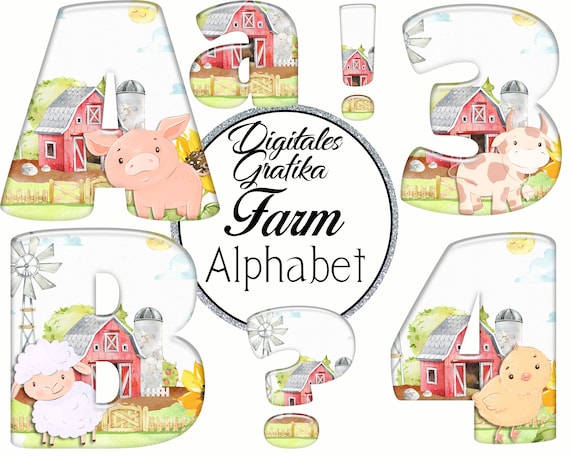 FARM Alphabet Clip Art Instant Download Printable Alphabet - Etsy Australia